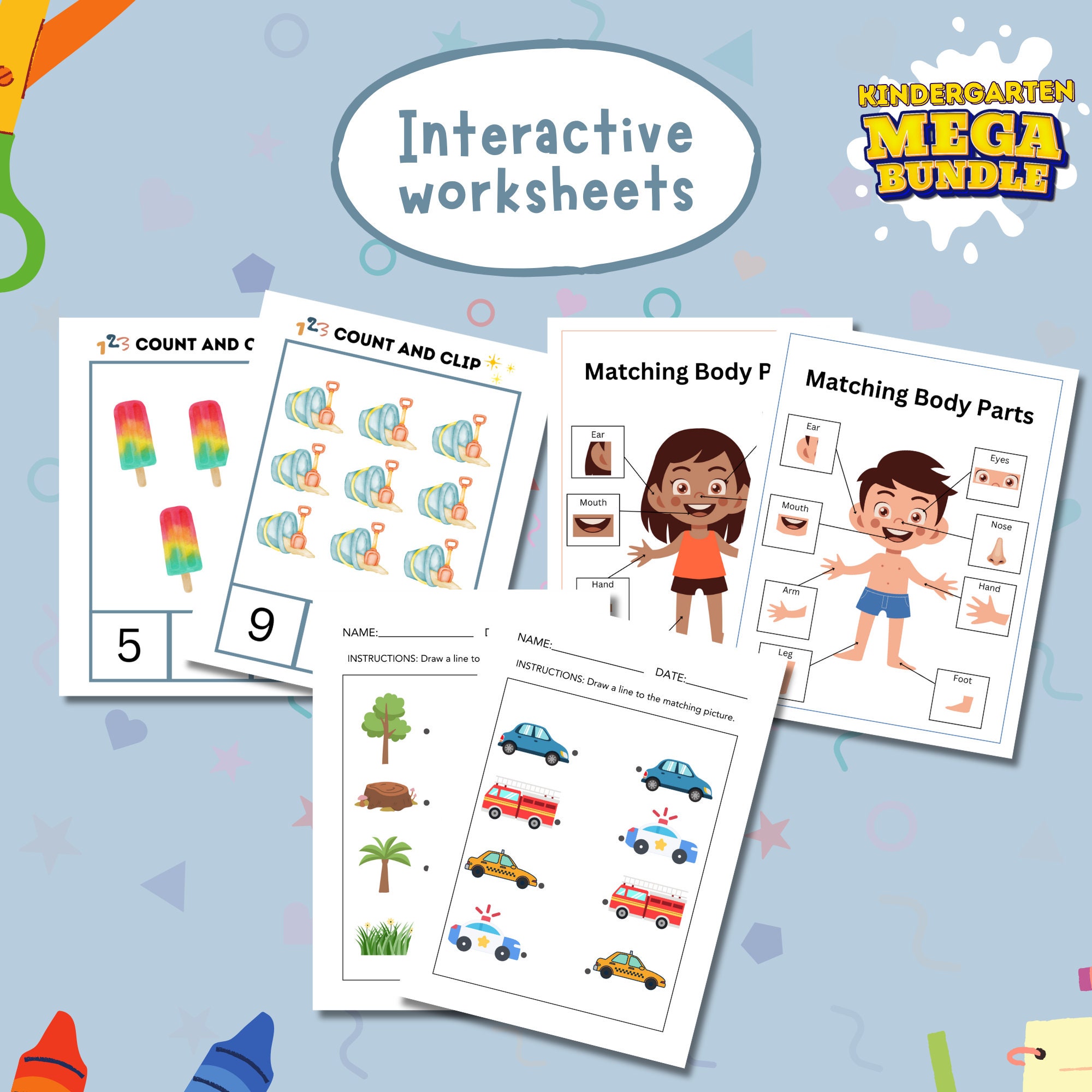 Preschool Curriculum Worksheet Bundle Activity Printable Fry 100 Sight ...