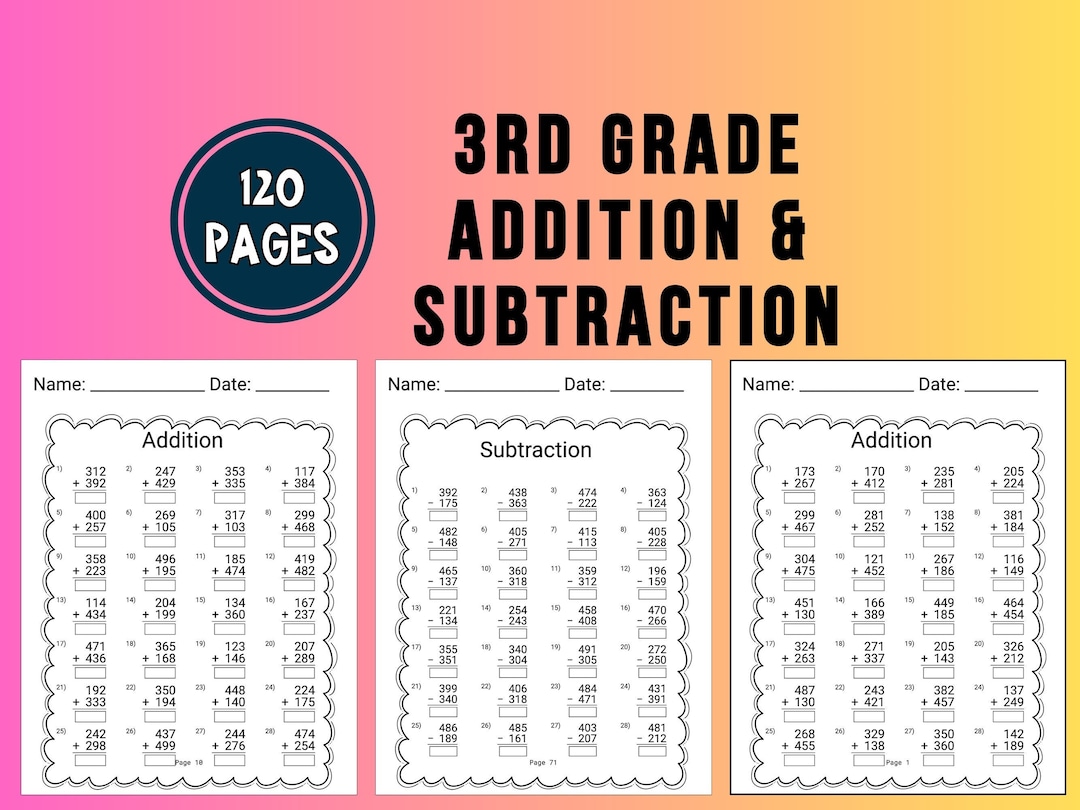 Grade 3 Worksheet Math Addition Printable Worksheet 3rd Grade ...