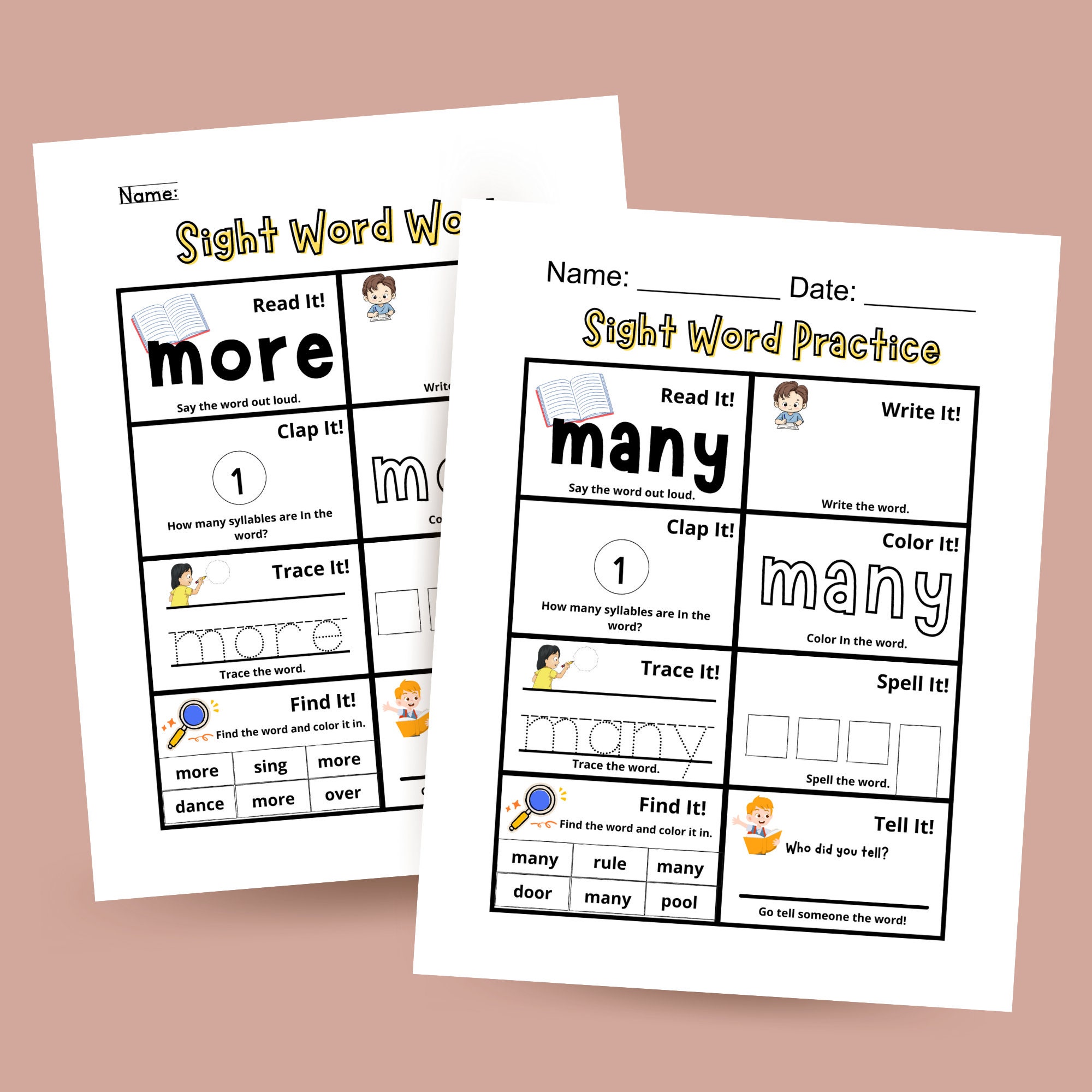 Printable Fry 1st Hundred Sight Word Worksheet Reading Kindergarten ...