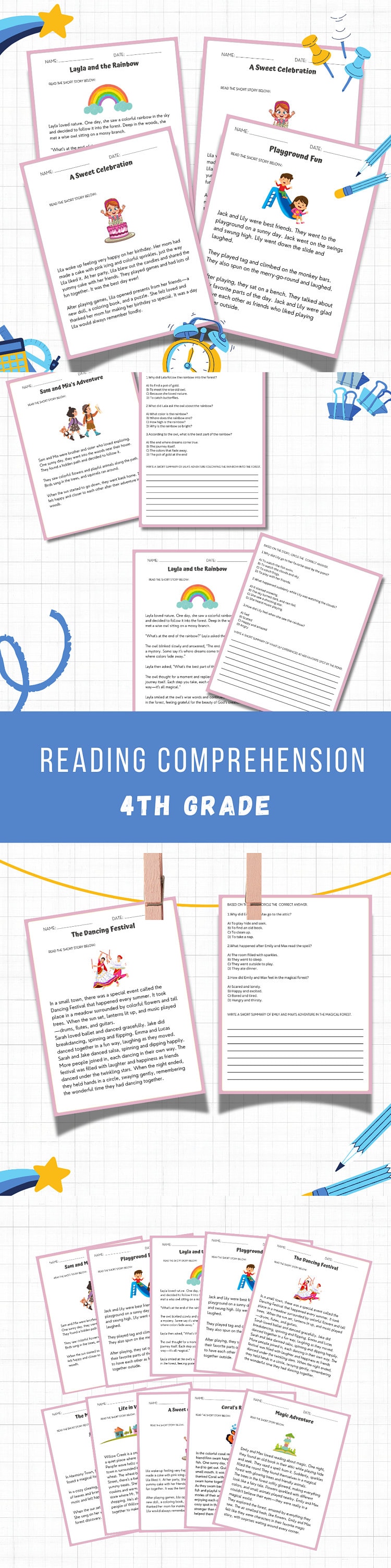 Fourth Grade Reading Printable Grade 4 Literacy Comprehension Worksheet ...