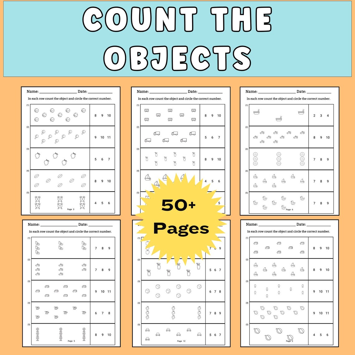 Count the Object Worksheet Pre-k Count Object Worksheet Number Counting ...