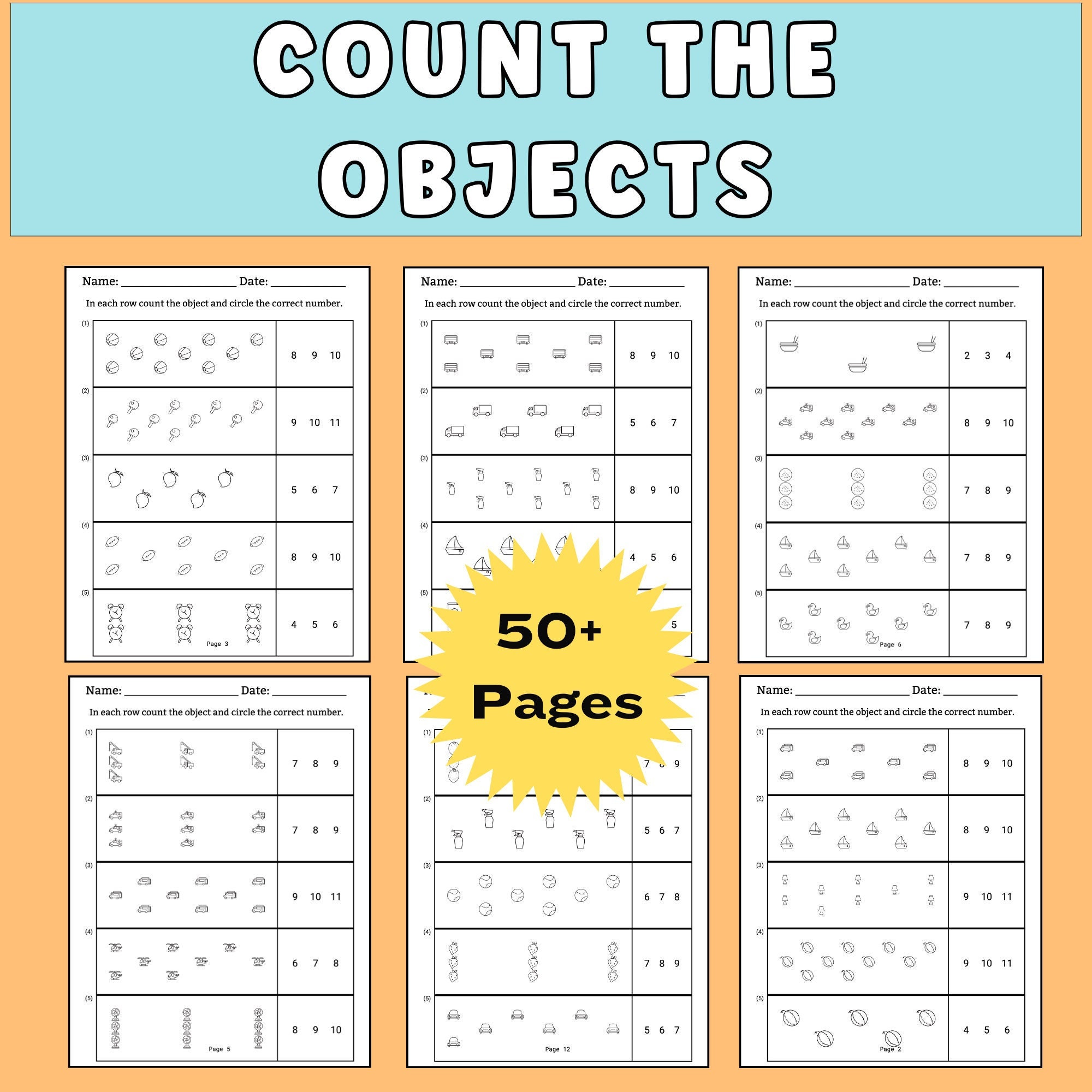 Count the Object Worksheet Pre-k Count Object Worksheet Number Counting ...