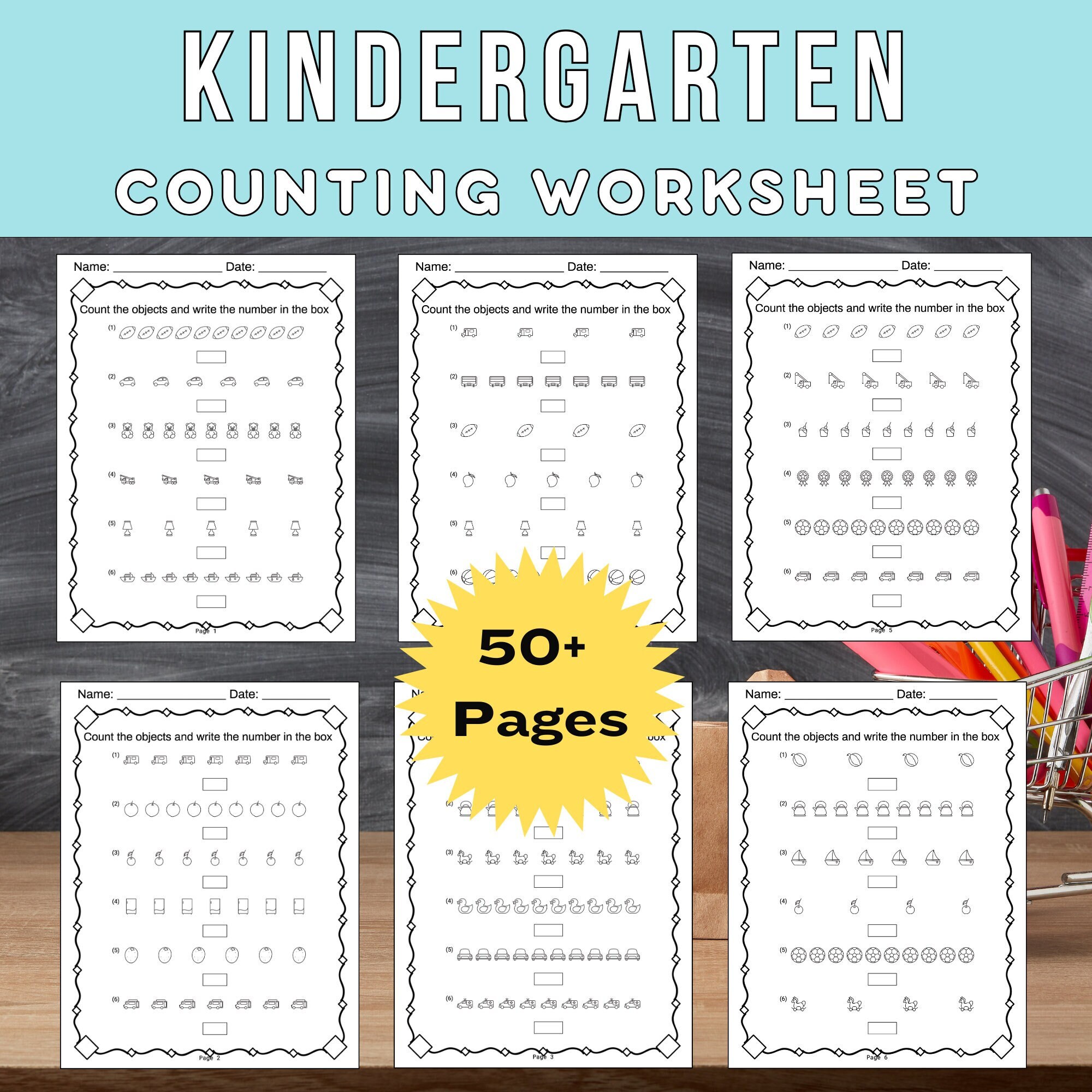 Kindergarten Counting Worksheet Homeschool Printable Kindergarten ...