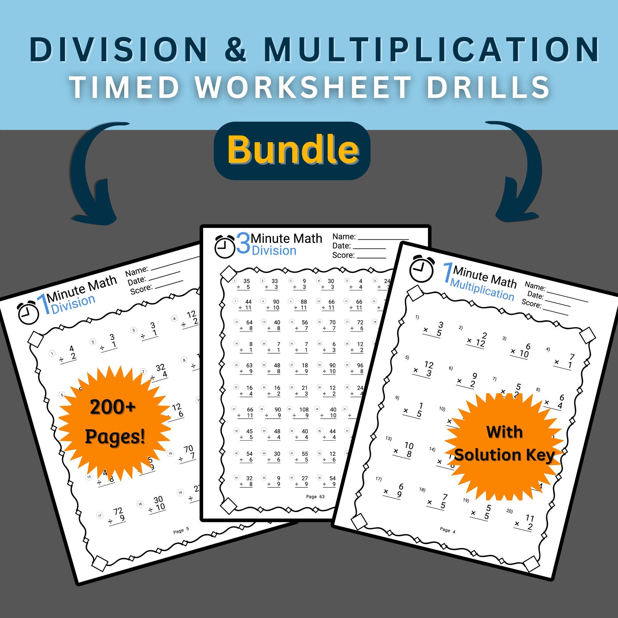 Multiplication Worksheet Printable Division Fact Drills Long Division ...