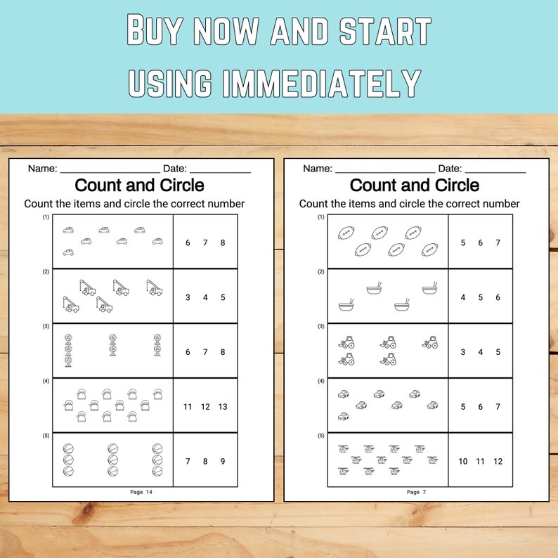 Count and Circle Worksheet Kindergarten Math Homeschool Printable ...