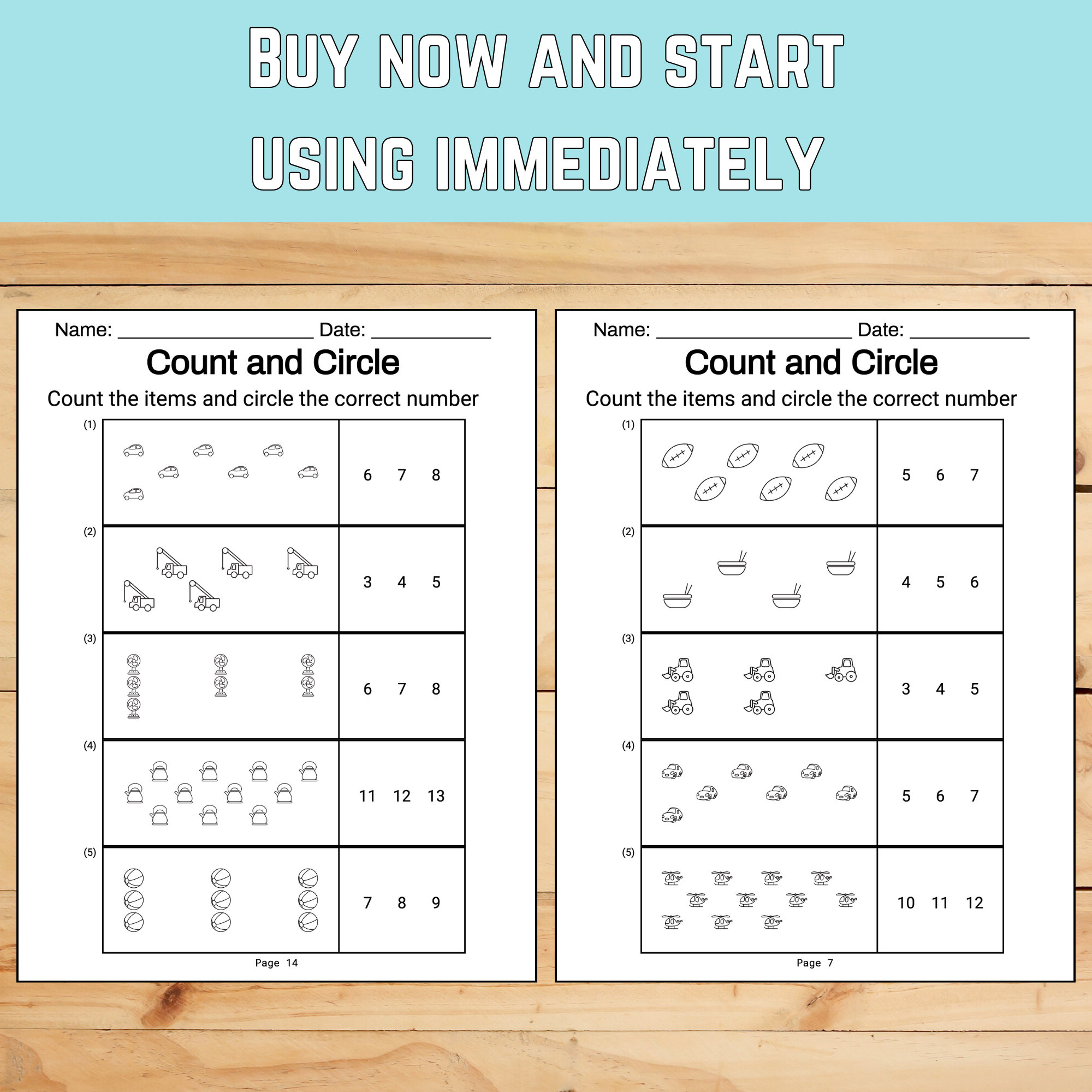 Count and Circle Worksheet Kindergarten Math Homeschool Printable ...
