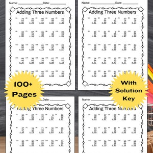 Addition Math Worksheet 2nd Grade Adding Three Number Homeschool ...