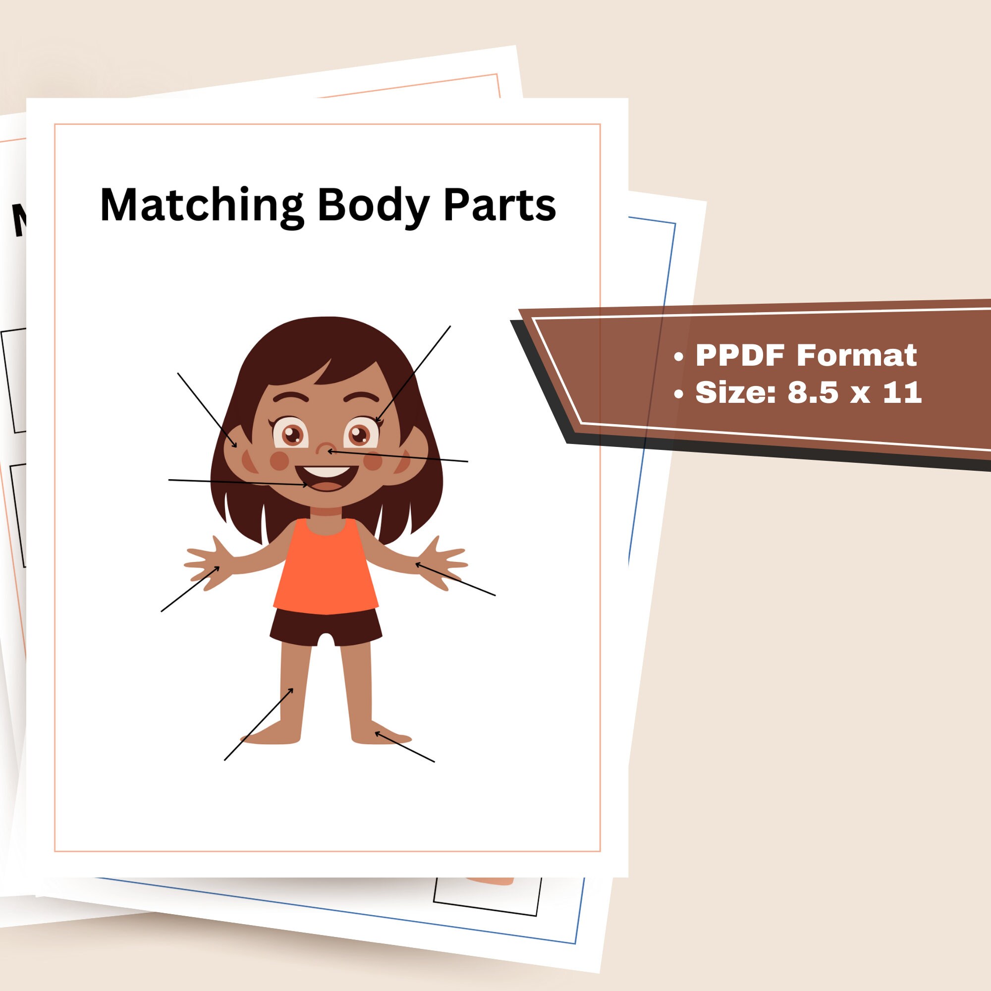 Girl Body Part Anatomy Matching Body Part Game Worksheet Kid Busy Book ...
