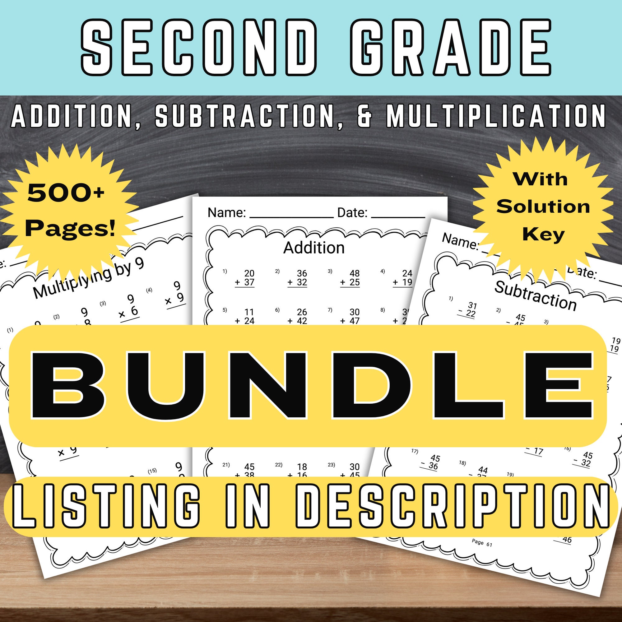 Second Grade Addition Worksheet Printable Homeschool Practice 3rd Grade ...