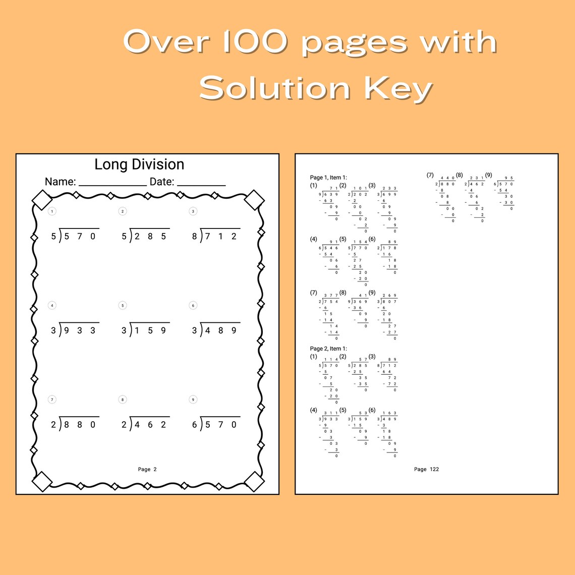 Long Division Math Worksheet Printable 5th Grade Division Math ...