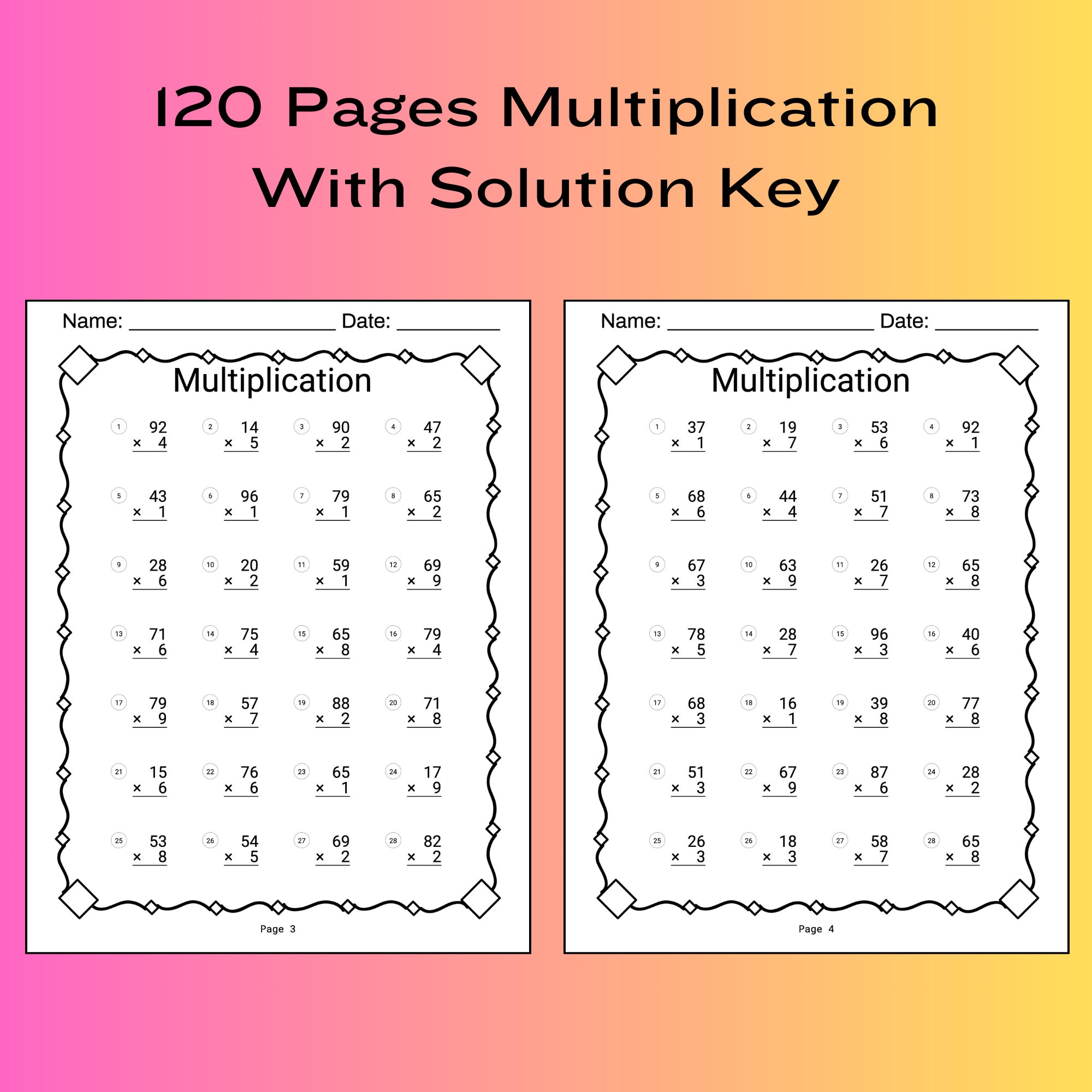 3rd Grade Math Multiplication Worksheet Chart Multiplication Table ...