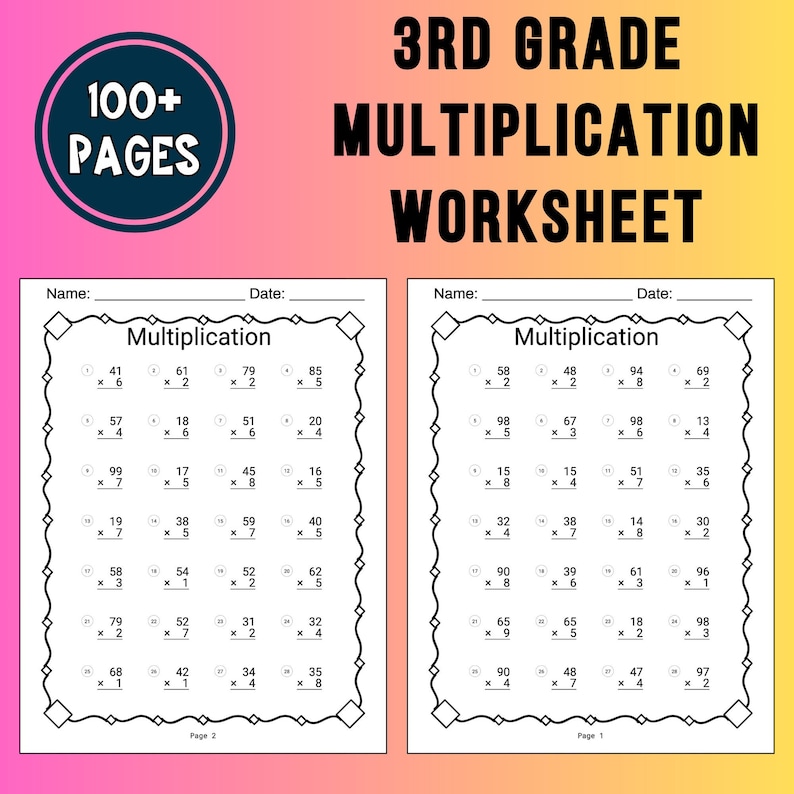 3rd Grade Math Multiplication Worksheet Chart Multiplication Table ...