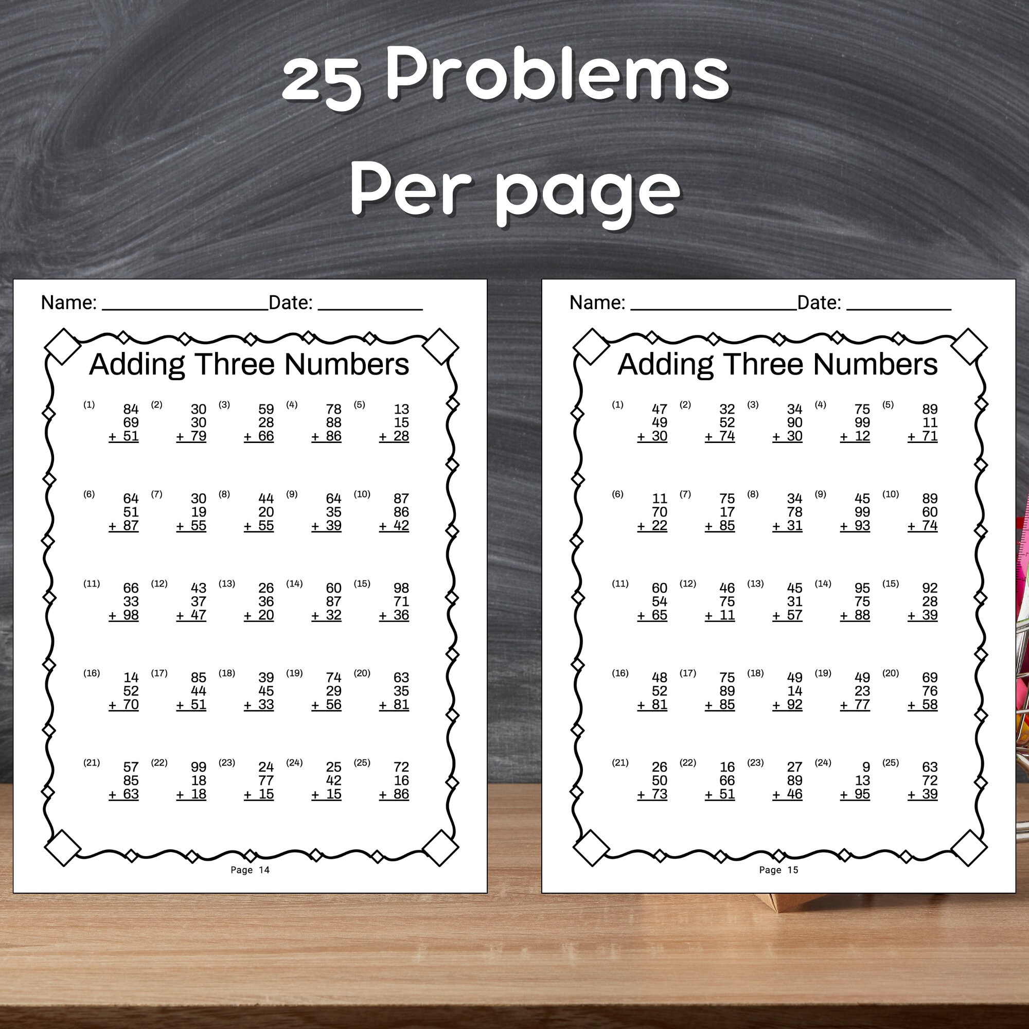 Addition Math Worksheet 2nd Grade Adding Three Number Homeschool ...
