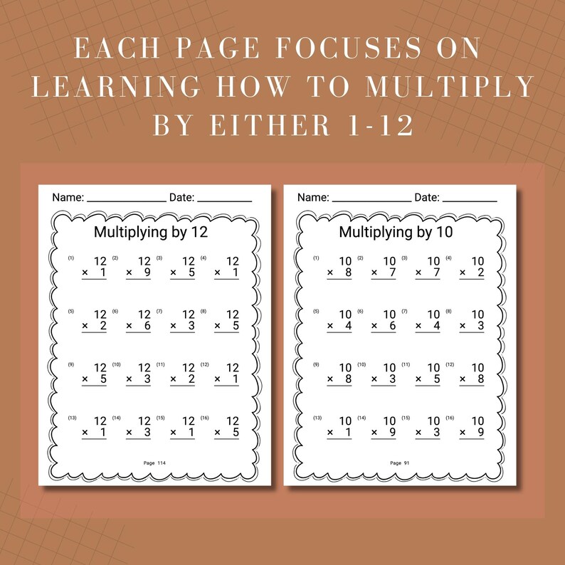 Multiplication Worksheet Practice Multiply Drill Multiplication Math ...