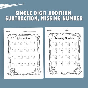 Math Exercise Sheet Montessori Math Addition Subtraction Drill Math ...