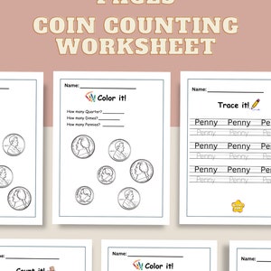Coin Worksheet Printable 1st Grade Money Lesson Instant Download Money ...