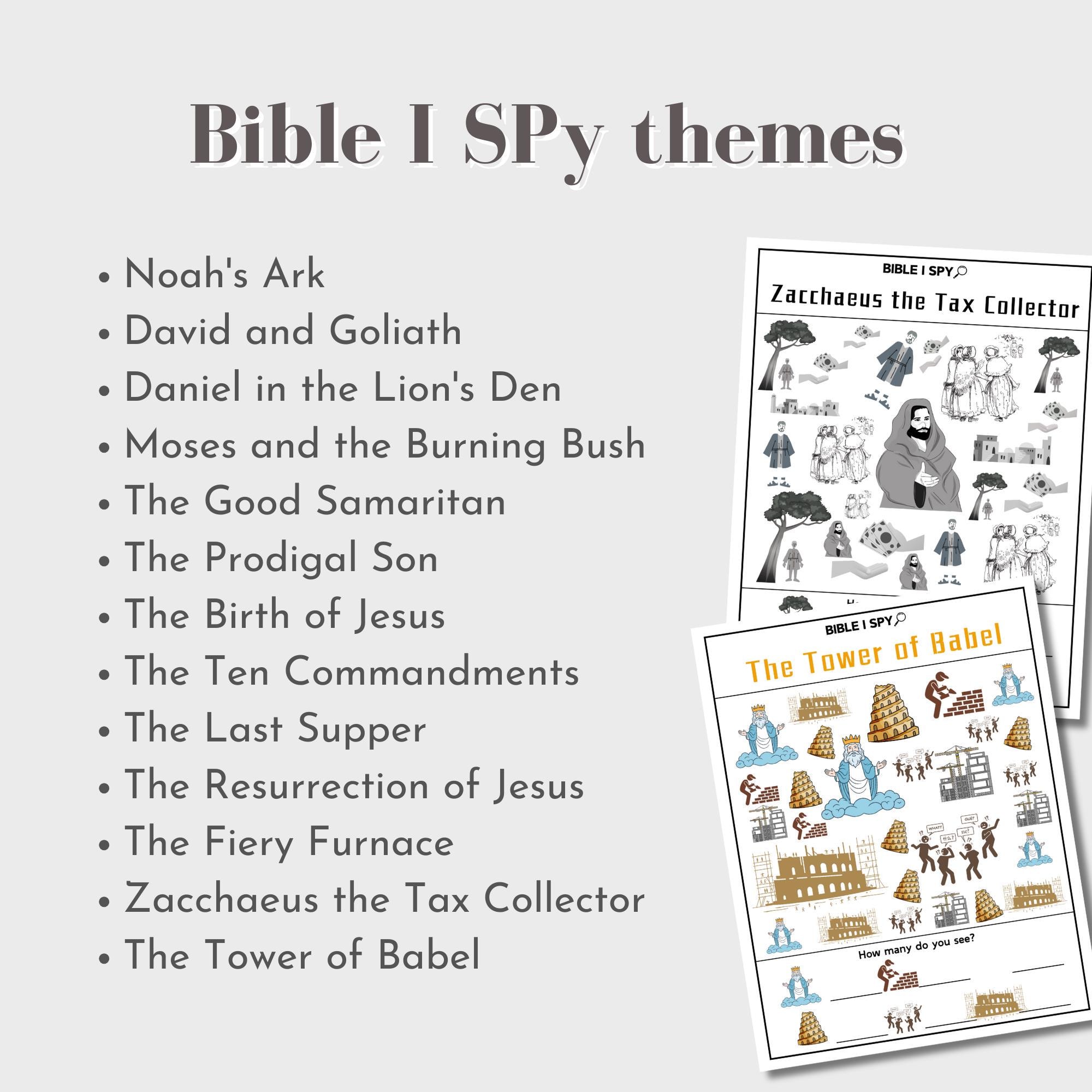 Printable I Spy Bible Activity Seek and Find Bible Printable Sunday ...