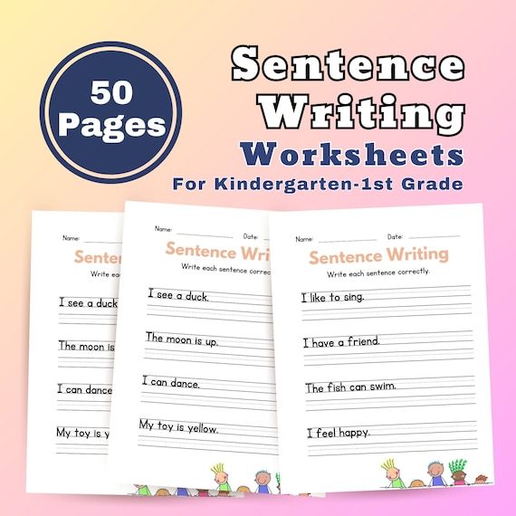 First Grade Sentence Writing Practice Worksheets My Word Book: Third