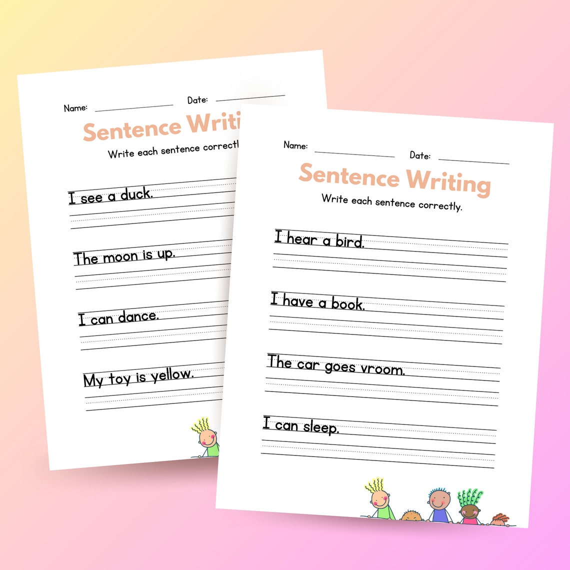 Writing Practice Kinder Printable First Grade Sentence Writing ...