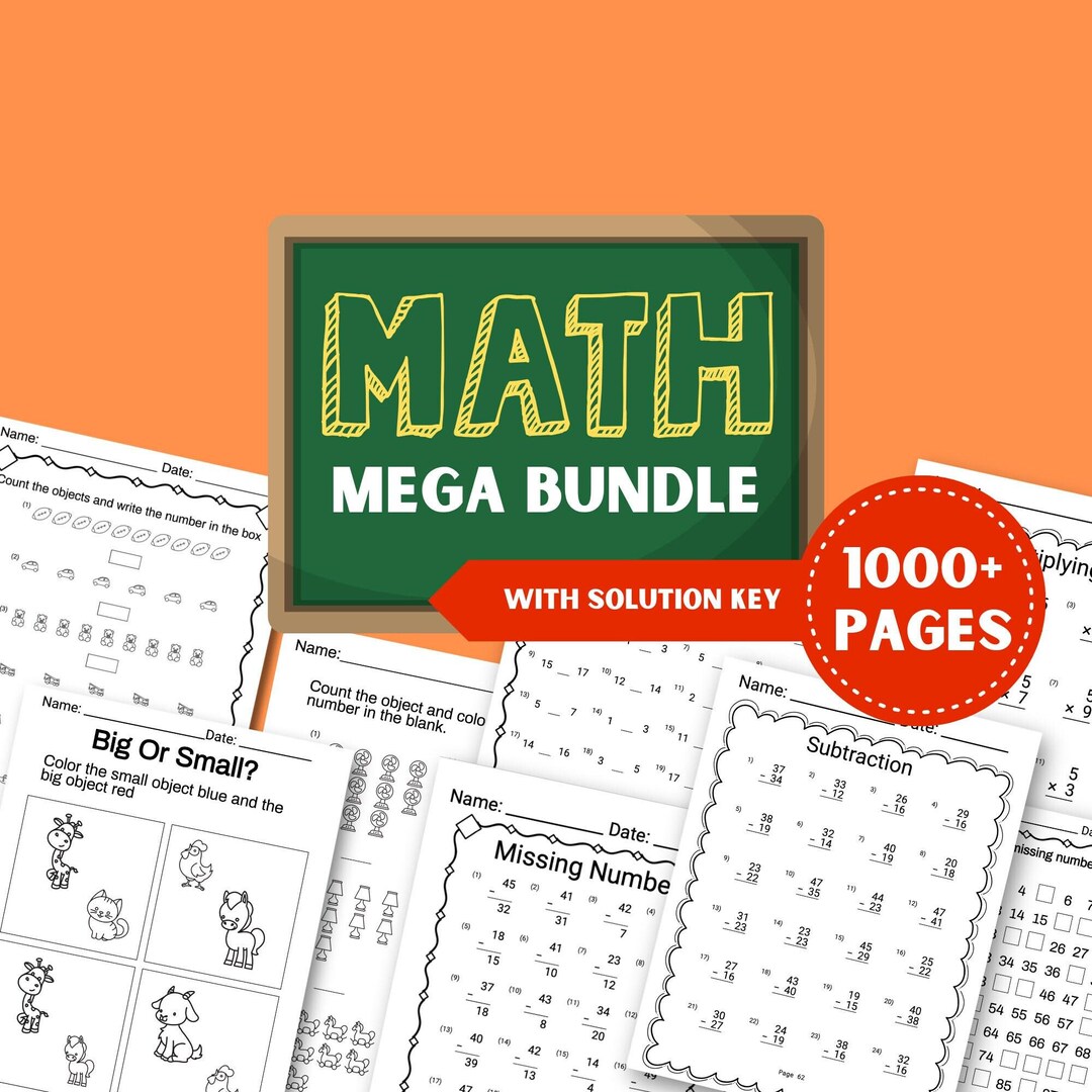 Printable Math Worksheet Bundle Math Activity Book Kid Multiplication ...