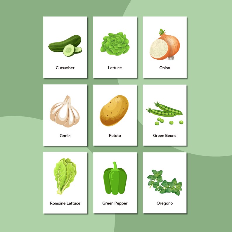 Vegetable Flashcard Montessori Learning Printable Vegetable Card ...