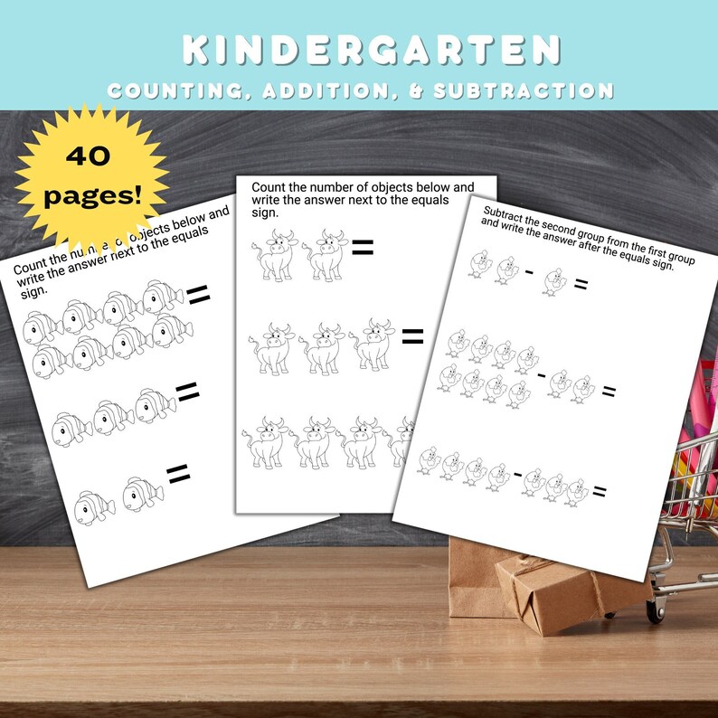 Kindergarten Math Printable Worksheet 40 Counting Addition and ...