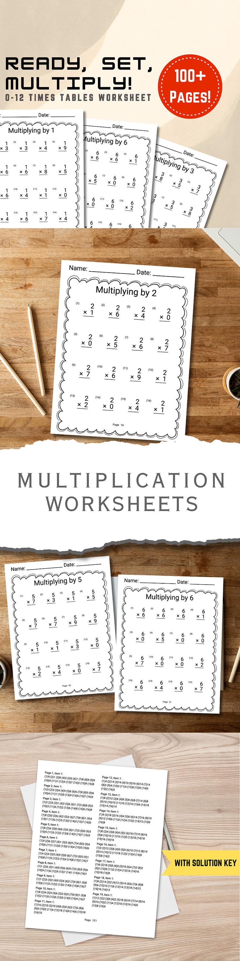 Multiplication Worksheet Practice Multiply Drill Multiplication Math ...