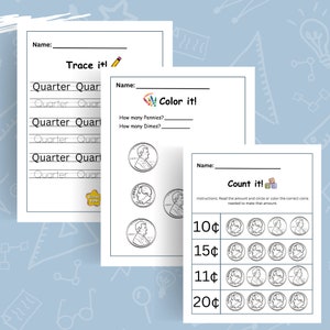 Coin Worksheet Printable 1st Grade Money Lesson Instant Download Money ...
