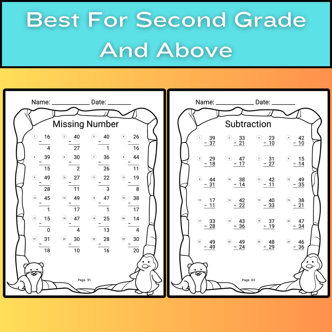 2nd Grade Math Subtraction Worksheet Addition 3rd Grade Math Activity ...