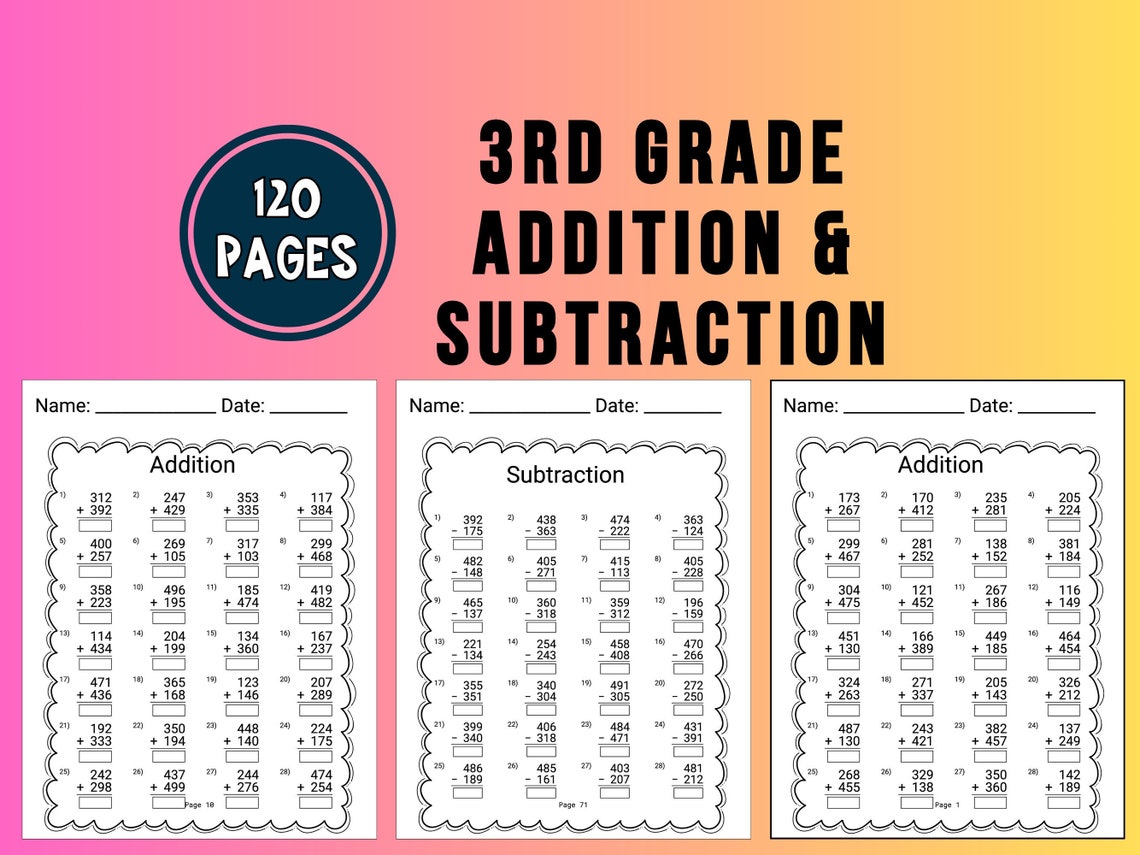 Grade 3 Worksheet Math Addition Printable Worksheet 3rd Grade ...