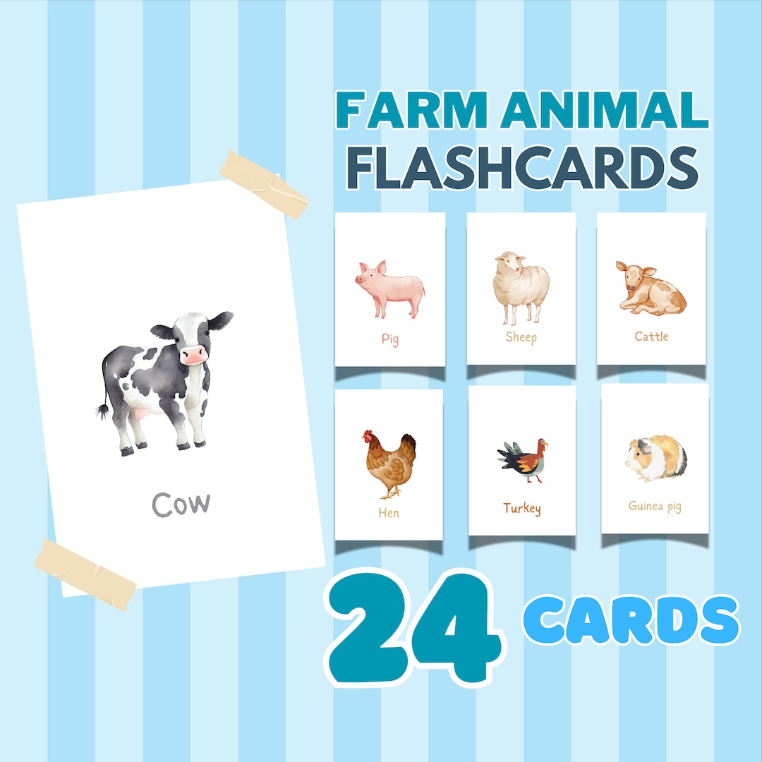 Preschool Card Farm Animal Instant Download Flashcard Printable ...