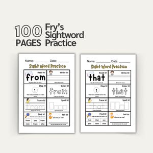 Fry First Hundred Sight Word Kindergarten Worksheet Preschool Sight ...