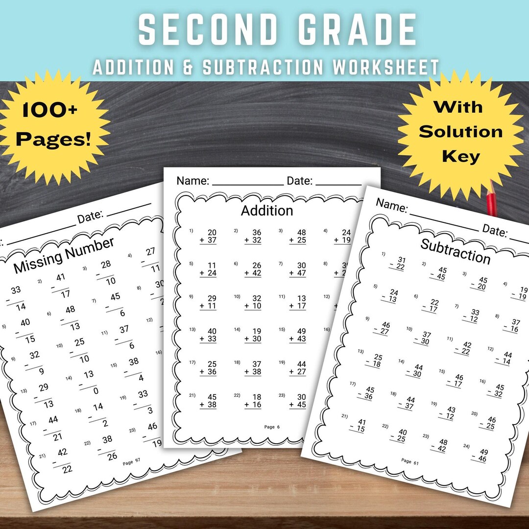 2nd Grade Math Addition Subtraction Worksheet 3rd Grade Worksheet 1st ...