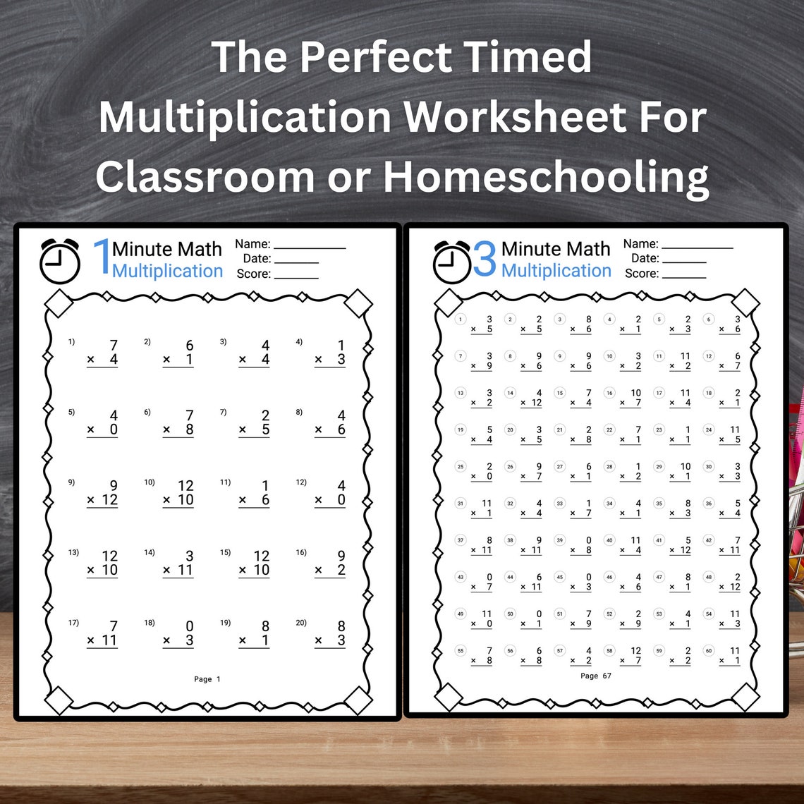 Multiplication Worksheet Timed Math Multiplication Table Homeschool ...