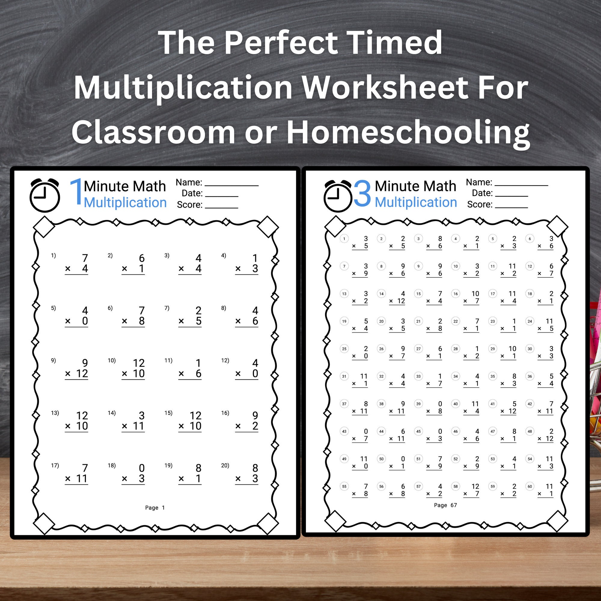 Multiplication Worksheet Timed Math Multiplication Table Homeschool ...
