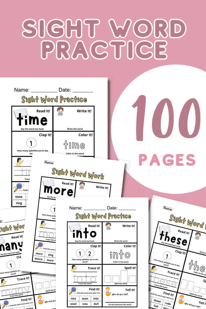 Printable Fry 1st Hundred Sight Word Worksheet Reading Kindergarten ...