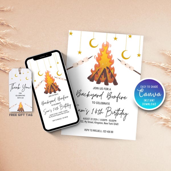 Campfire Invitations - Etsy