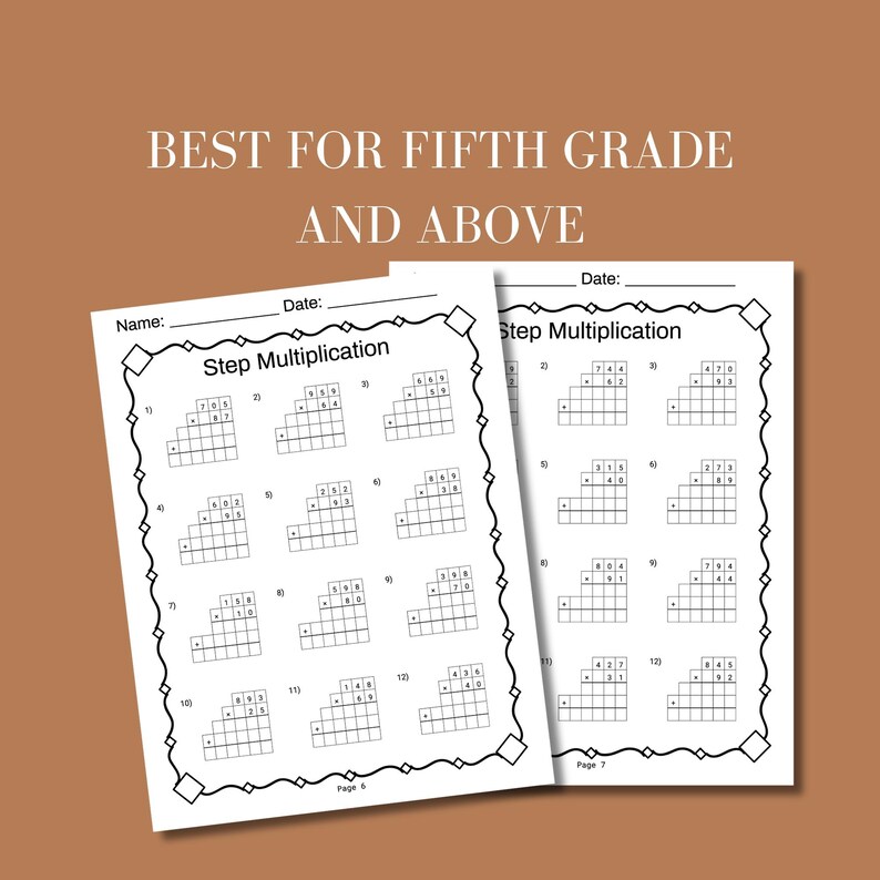 Step Multiplication Worksheet Fifth Grade Homeschool Printable ...