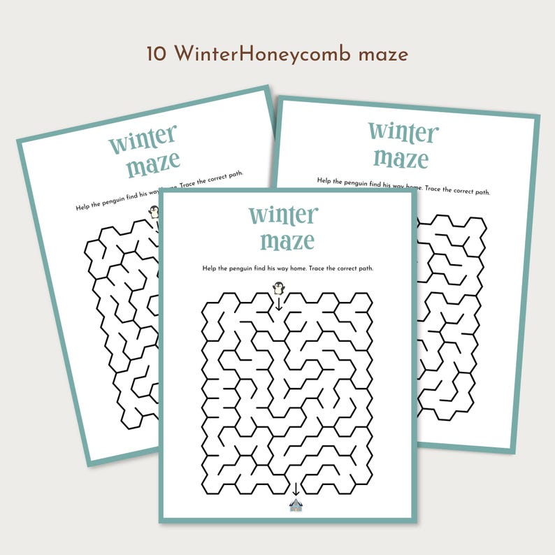 Winter Maze Printable Winter Maze Pack Winter Maze Worksheet Winter ...