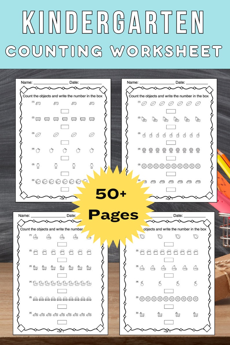 Kindergarten Counting Worksheet Homeschool Printable Kindergarten ...