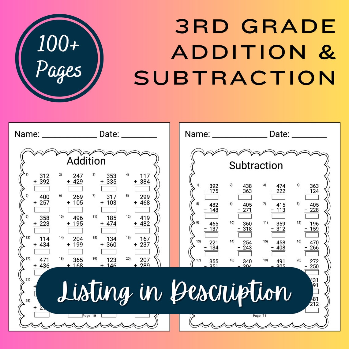 1st Grade Math Worksheet First Grade Math Printable (Download Now) - Etsy