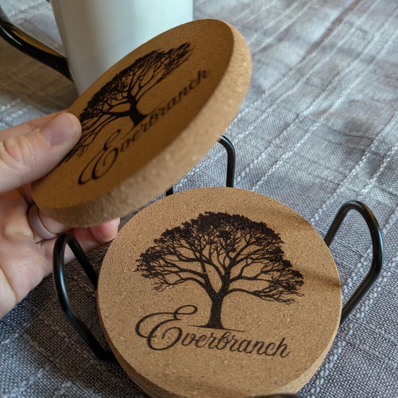 Engraved Cork Coaster Set Custom Logo Drink Coaster Personalized ...