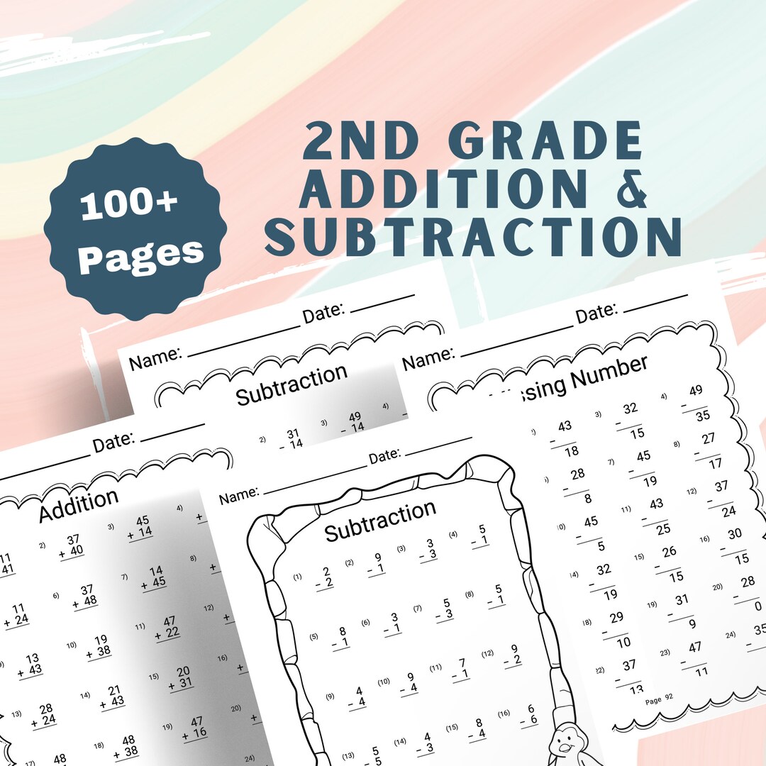 2nd Grade Math Sheet Printable Addition Subtraction Worksheet Math ...
