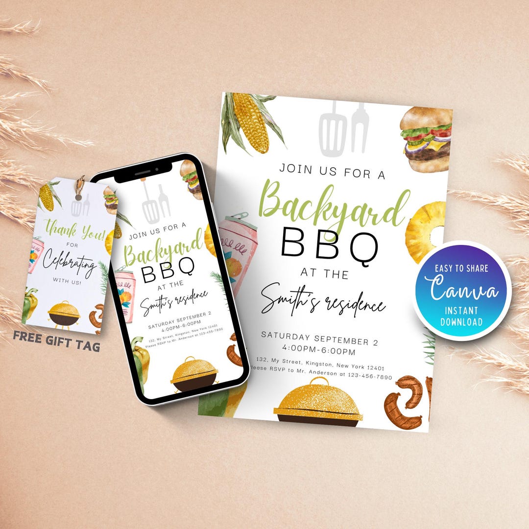Summer Cookout Digital Invite Save the Date Invite Bbq Grill Invitation ...