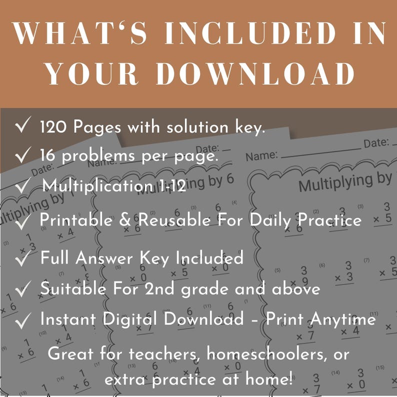 Multiplication Worksheet Practice Multiply Drill Multiplication Math ...