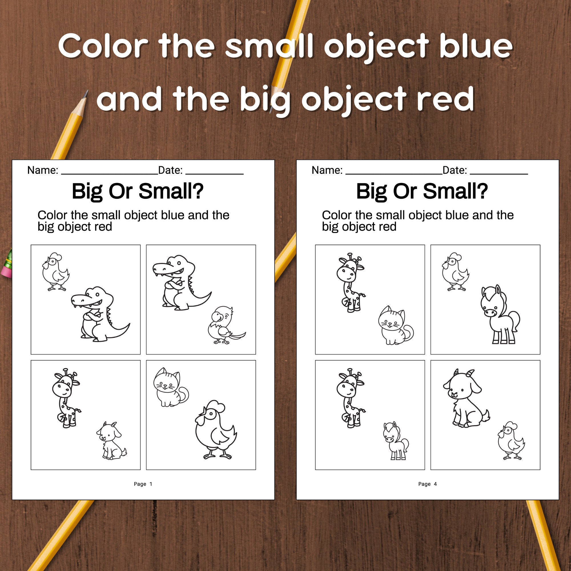Big Small Worksheet Preschool Activities Printable Worksheet - Etsy