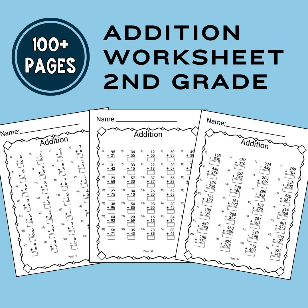 Second Grade Addition Worksheet Printable Homeschool Practice 3rd Grade ...