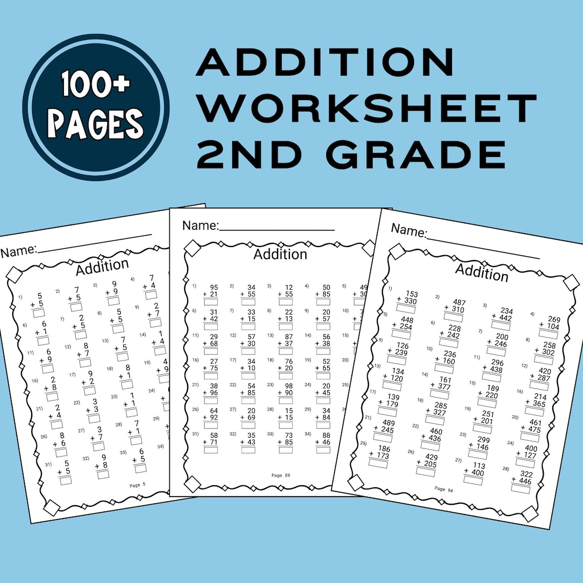 Second Grade Addition Worksheet Printable Homeschool Practice 3rd Grade ...