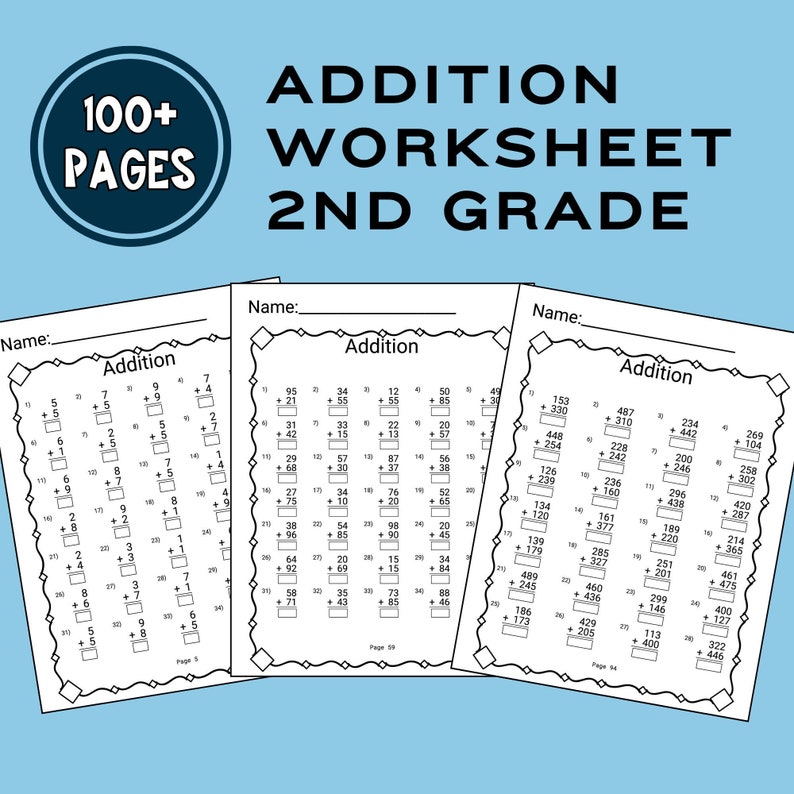 Second Grade Addition Worksheet Printable Homeschool Practice 3rd Grade ...