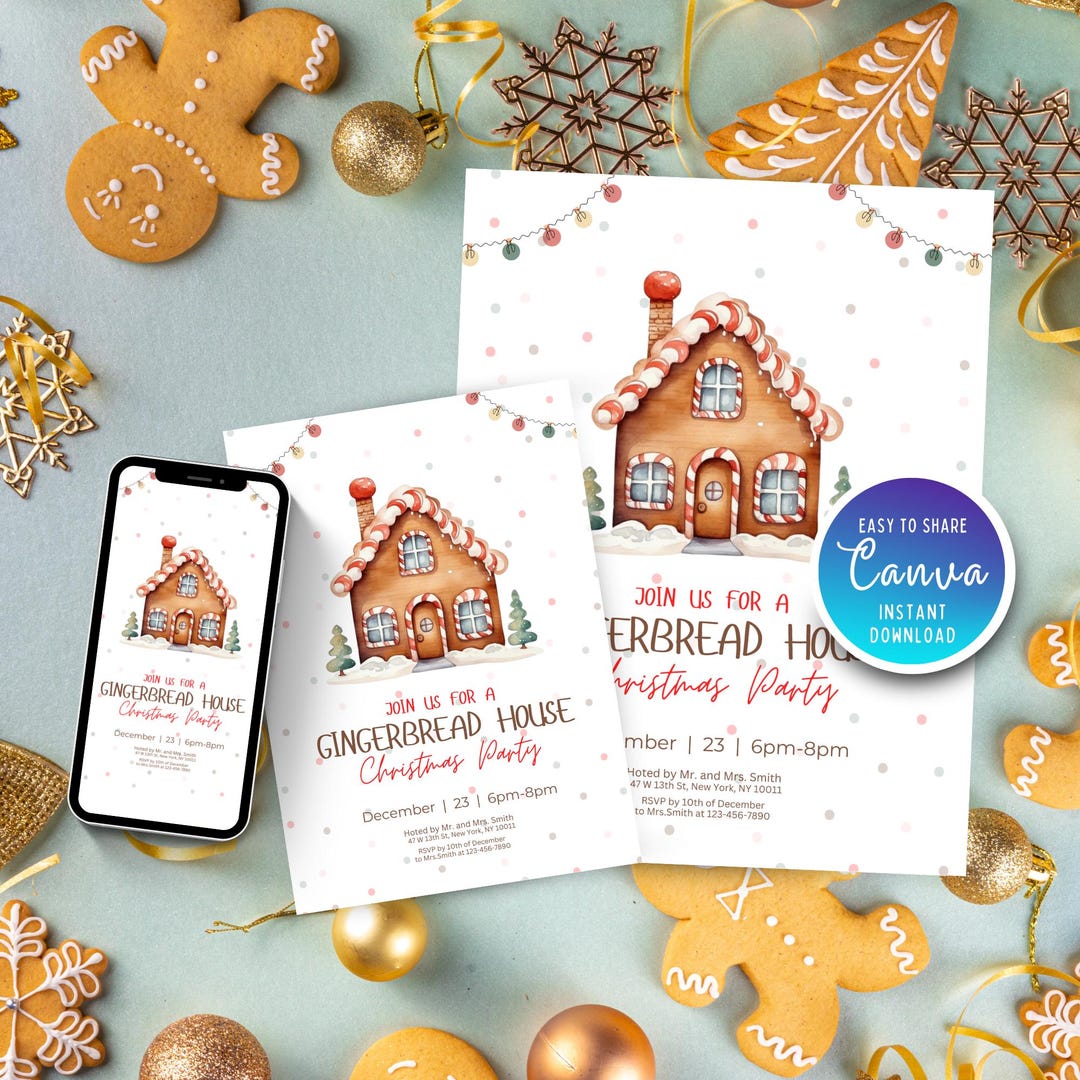 Gingerbread House Party Invitation Editable Christmas Cookie Party ...